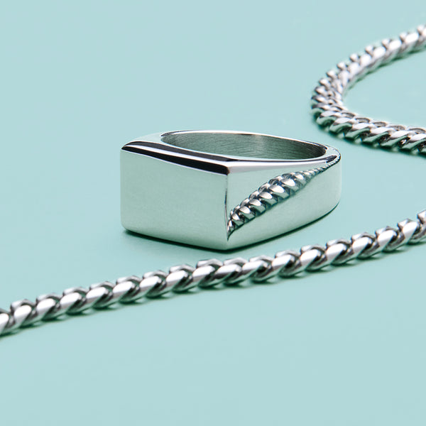 Men’s Silver Rectangle Signet Ring - ETRNL